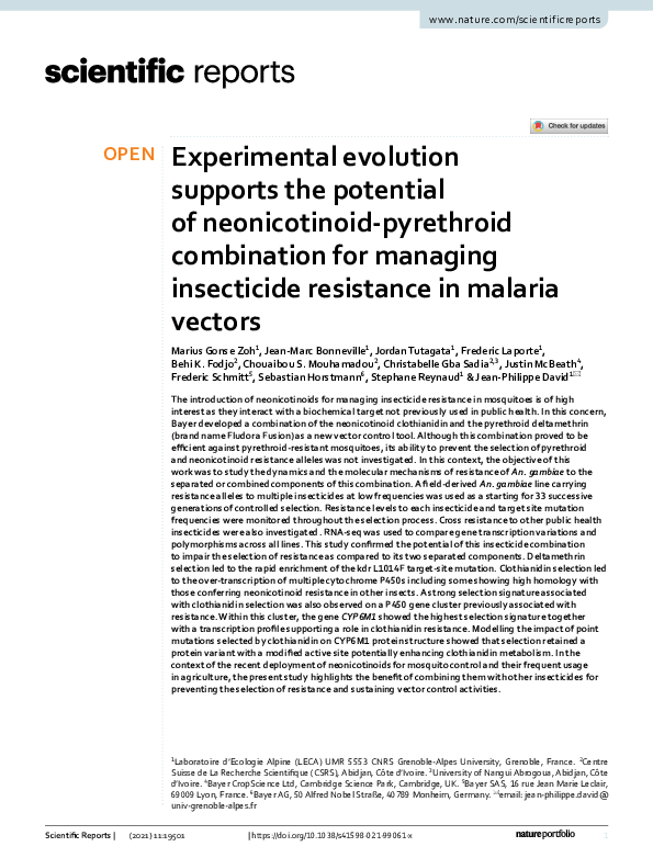 (PDF) Experimental evolution supports the potential of neonicotinoid ...