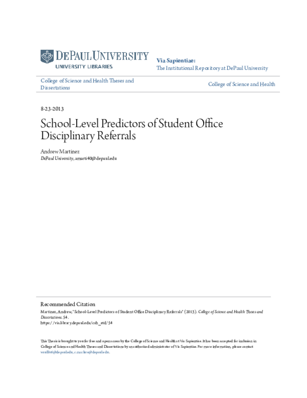 (PDF) Individual- and School-Level Predictors of Student Office ...