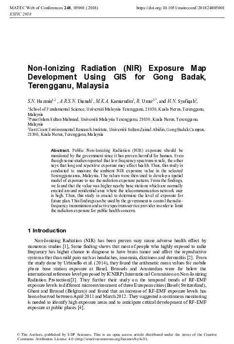 (PDF) Non-Ionizing Radiation (NIR) Exposure Map Development Using GIS ...