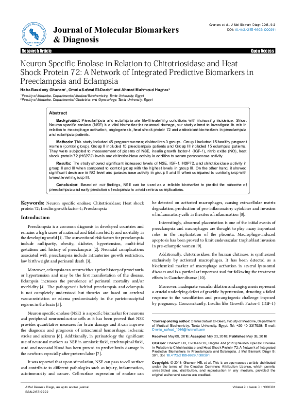 (PDF) Neuron Specific Enolase in Relation to Chitotriosidase and Heat ...