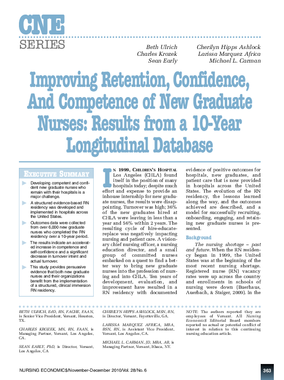 (PDF) Improving retention, confidence, and competence of new graduate ...
