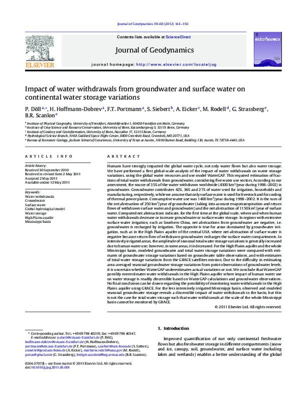 (PDF) Impact of water withdrawals from groundwater and surface water on ...
