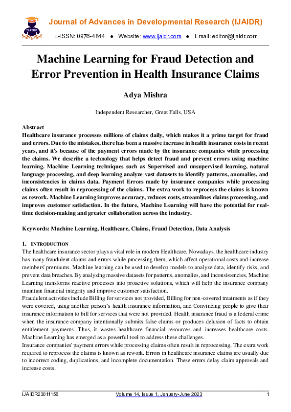 (PDF) Machine Learning for Fraud Detection and Error Prevention in ...