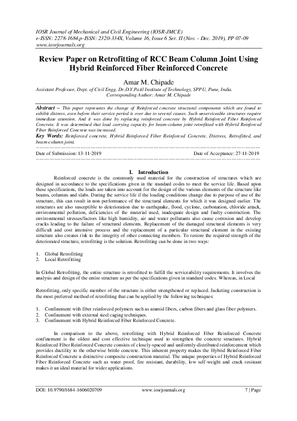 (PDF) Review Paper on Retrofitting of RCC Beam Column Joint Using ...