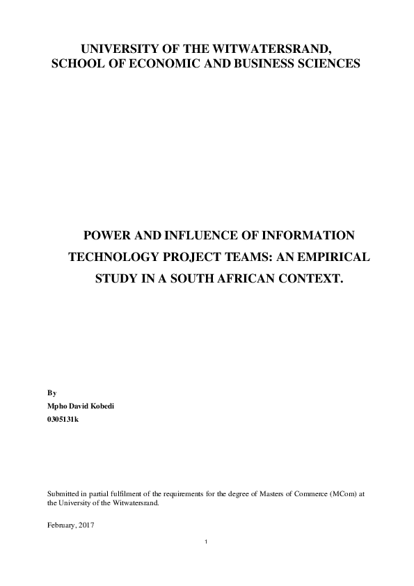 (PDF) Power and influence of information technology project teams : an ...