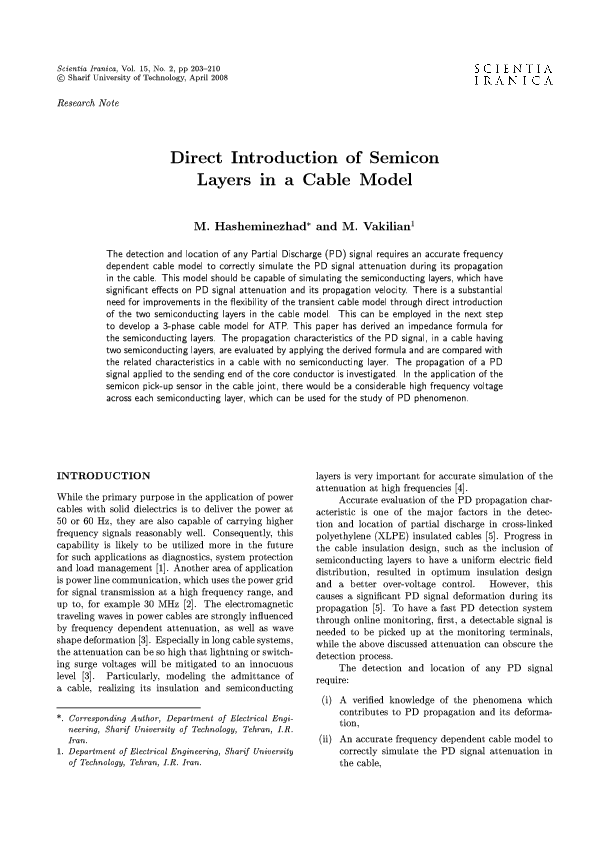 (PDF) Direct Introduction of Semicon Layers in a Cable Model