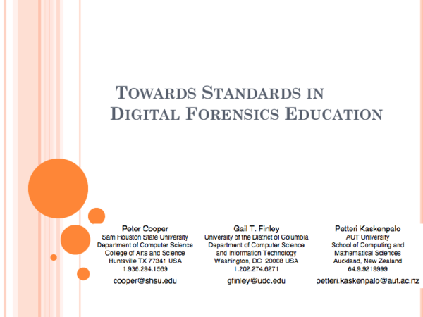 (PDF) Towards standards in digital forensics education