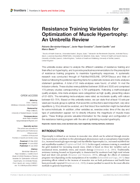 (PDF) Resistance Training Variables for Optimization of Muscle ...