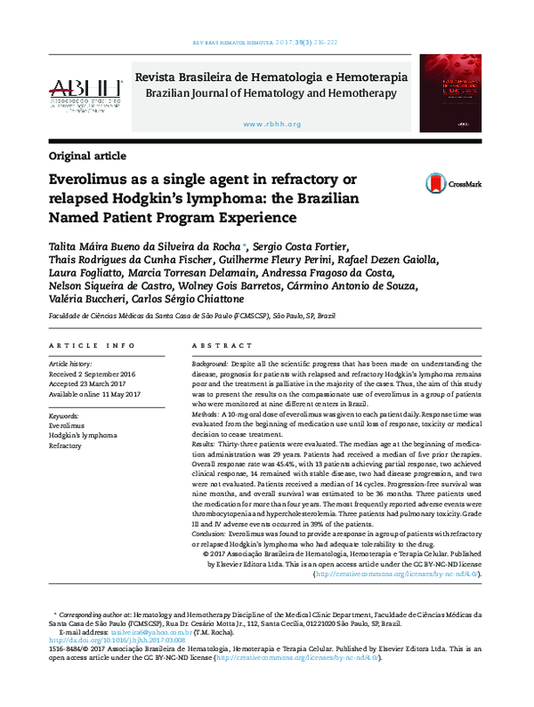 (PDF) Everolimus as a single agent in refractory or relapsed Hodgkin's ...