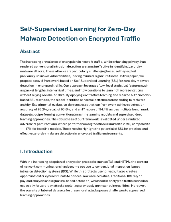 (PDF) Self-Supervised Learning for Zero-Day Malware Detection on ...
