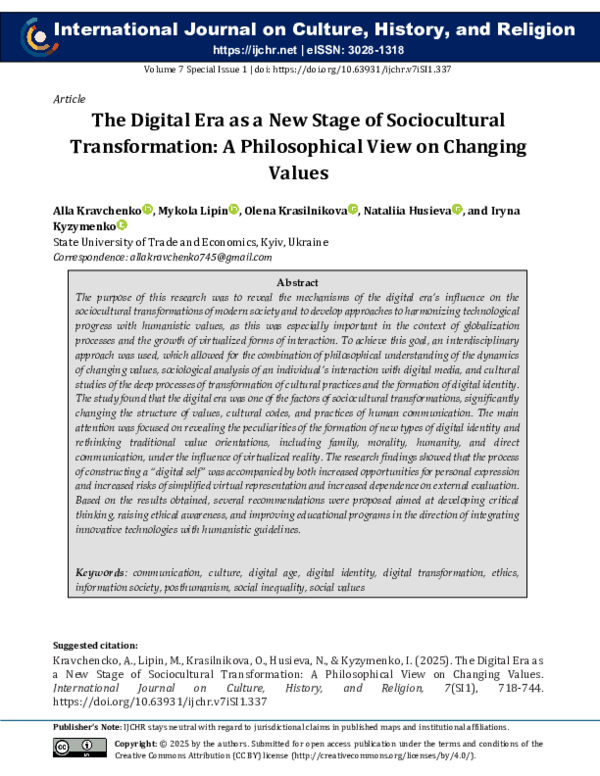 (PDF) The Digital Era as a New Stage of Sociocultural Transformation: A ...
