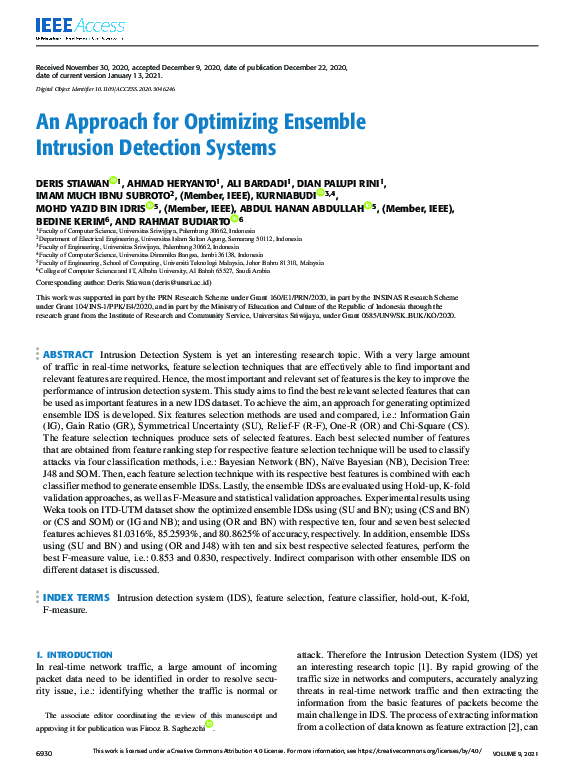 (PDF) An Approach for Optimizing Ensemble Intrusion Detection Systems