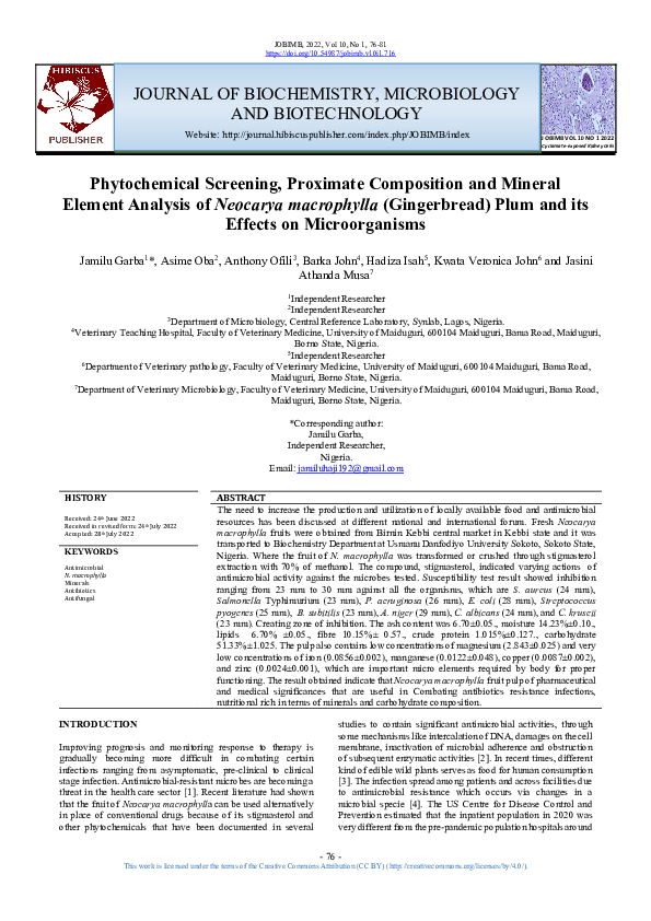 (PDF) Phytochemical Screening, Proximate Composition and Mineral Element Analysis of Neocarya ...