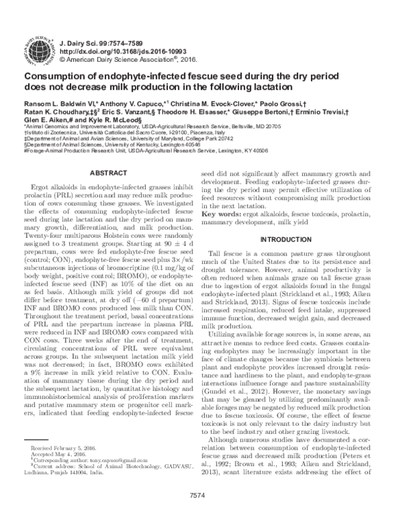 (PDF) Consumption of endophyte-infected fescue seed during the dry ...