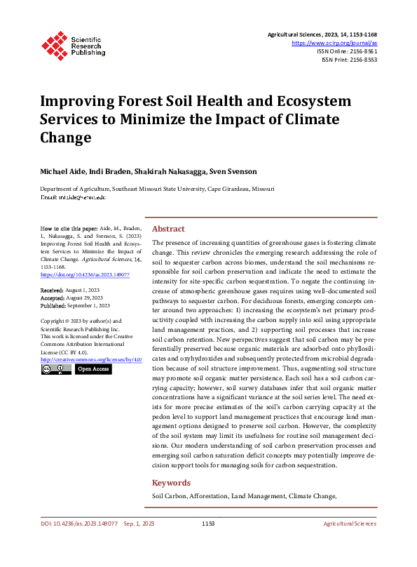 (PDF) Improving Forest Soil Health and Ecosystem Services to Minimize the Impact of Climate Change