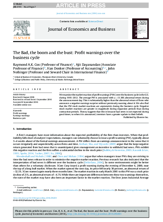 (PDF) The Bad, the boom and the bust: Profit warnings over the business ...