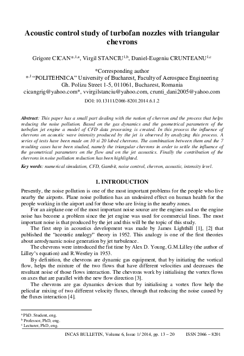 (PDF) Acoustic control study of turbofan nozzles with triangular chevrons