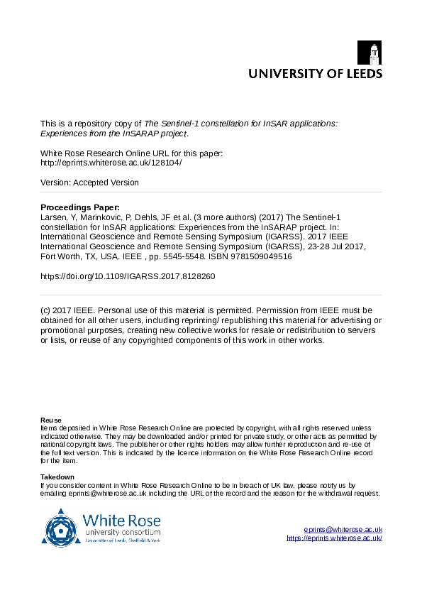 (PDF) The Sentinel-1 constellation for InSAR applications: Experiences ...