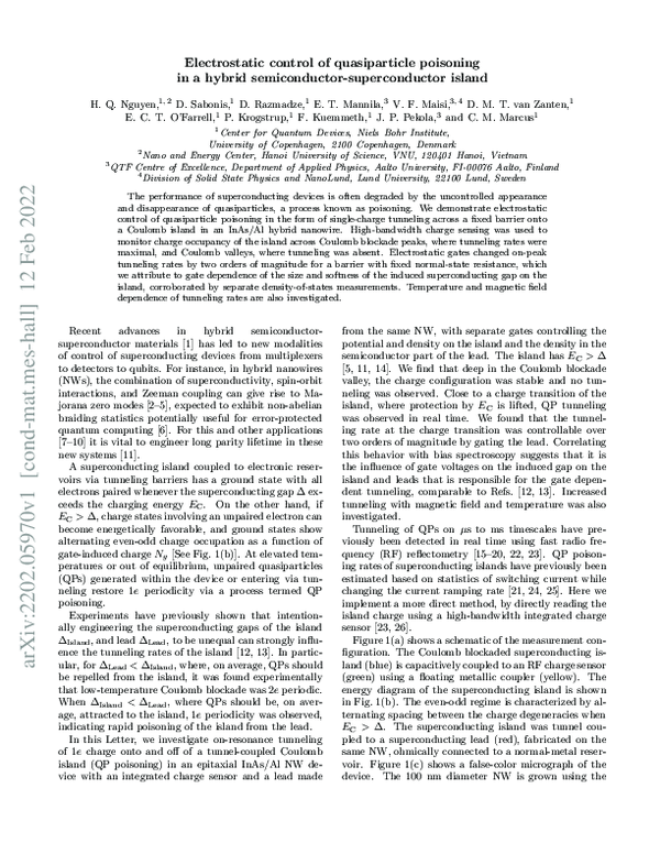 (PDF) Electrostatic control of quasiparticle poisoning in a hybrid ...