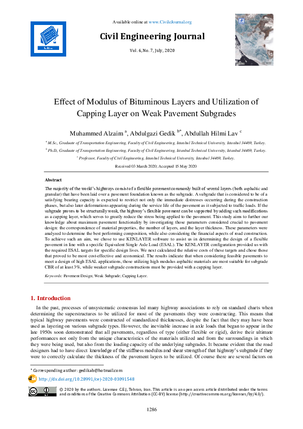 (PDF) Effect of Modulus of Bituminous Layers and Utilization of Capping ...