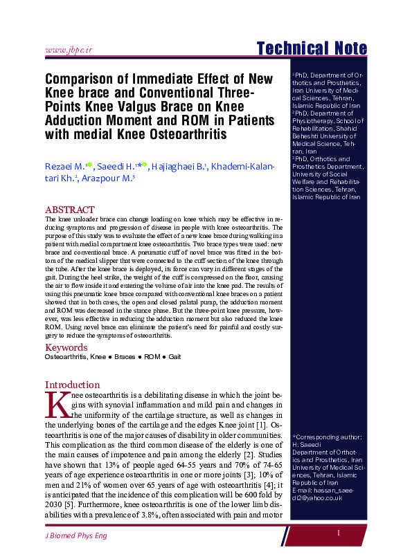 (PDF) Comparison of Immediate Effect of New Knee brace and Conventional ...