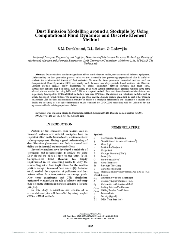 (PDF) Dust emission modelling around a stockpile by using computational ...