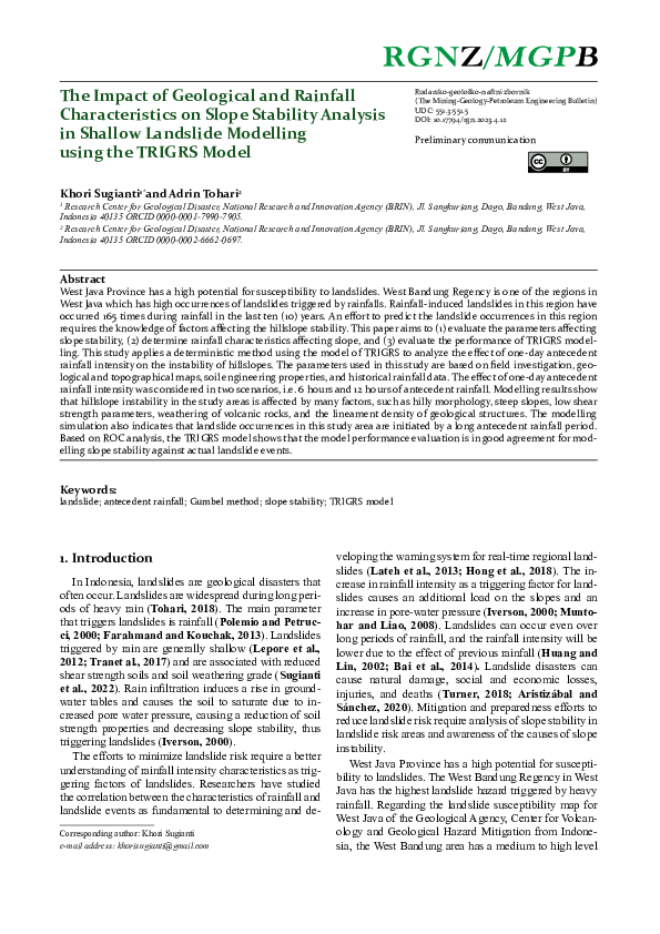 (PDF) The Impact of Geological and Rainfall Characteristics on Slope Stability Analysis in ...