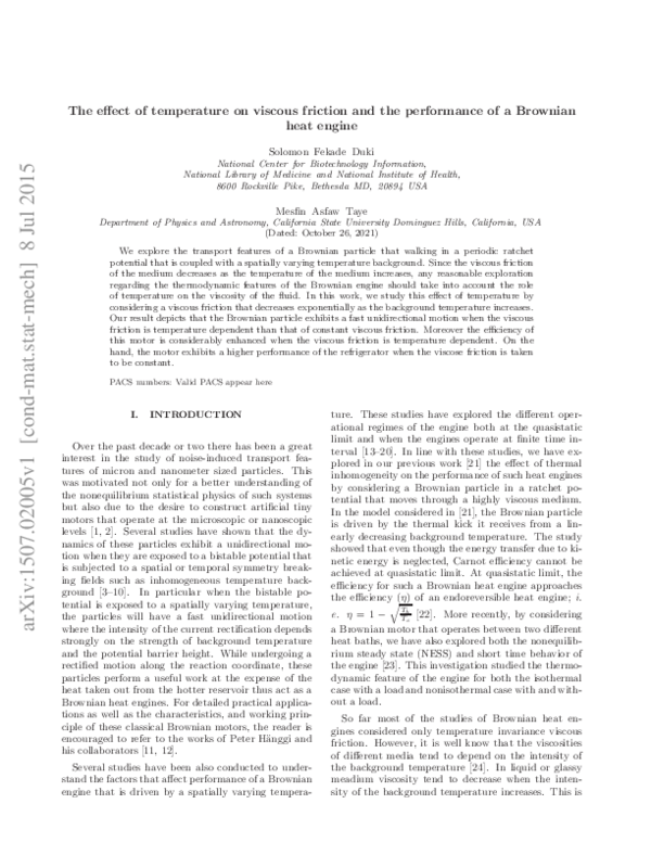 (PDF) The effect of temperature on viscous friction and the performance ...