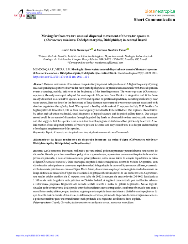 (PDF) Moving far from water: unusual dispersal movement of the water ...