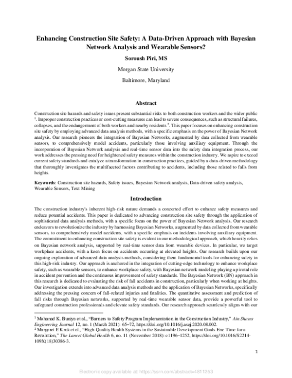 (PDF) Enhancing Construction Site Safety: A Data-Driven Approach with Bayesian Network Analysis ...