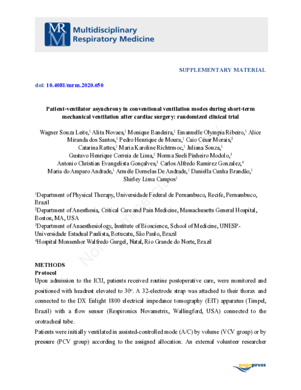 (PDF) Patient-ventilator asynchrony in conventional ventilation modes ...
