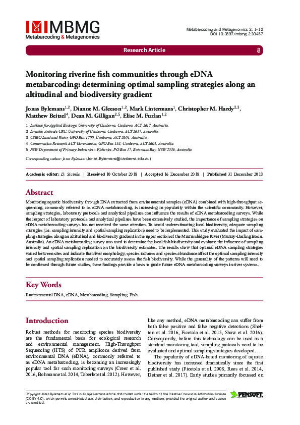 (PDF) Monitoring riverine fish communities through eDNA metabarcoding: determining optimal ...