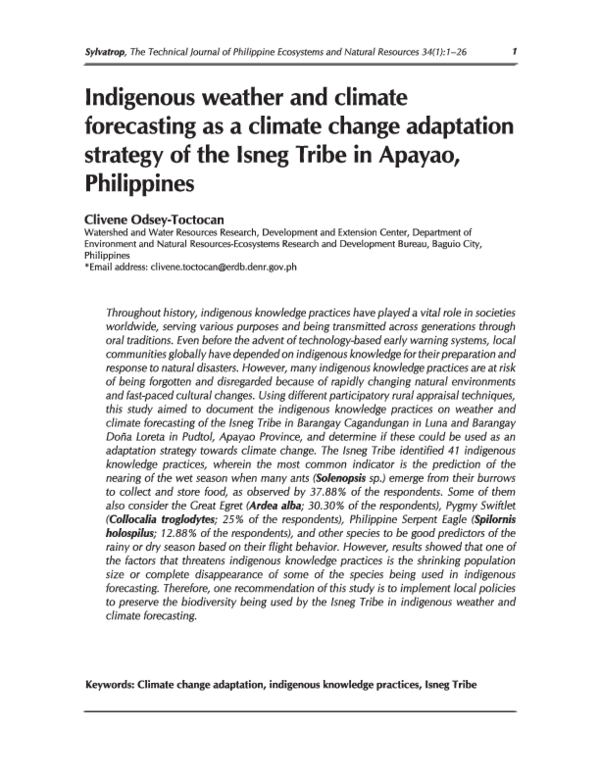 (PDF) Indigenous weather and climate forecasting as a climate change ...