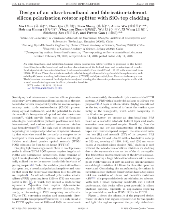 (PDF) Design of an ultra-broadband and fabrication-tolerant silicon ...