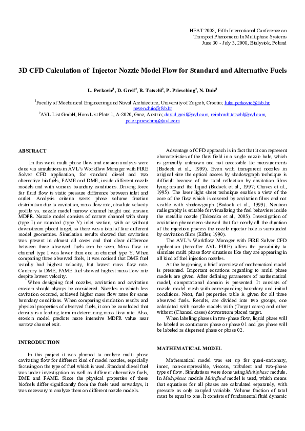 (PDF) 3D CFD Calculation of Injector Nozzle Model Flow for Standard and ...