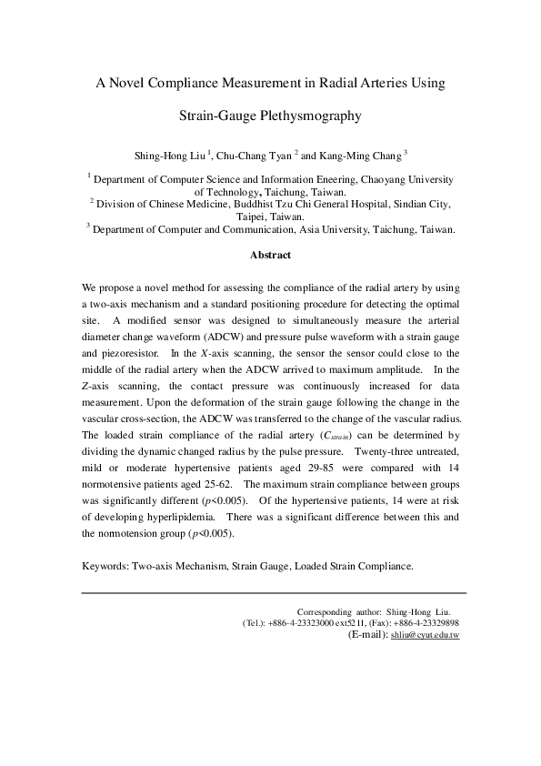 (PDF) A novel compliance measurement in radial arteries using strain ...