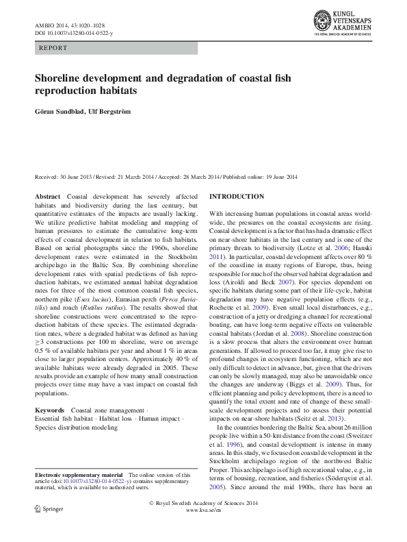 (PDF) Shoreline development and degradation of coastal fish ...