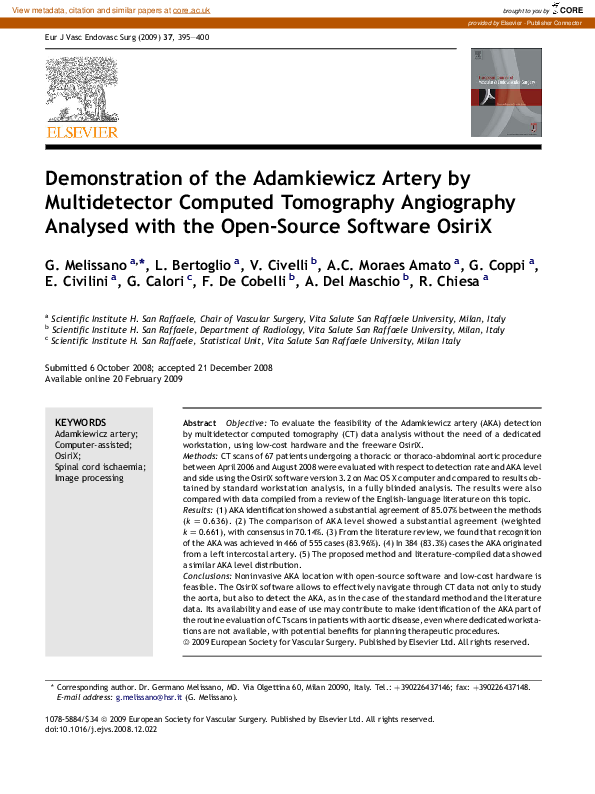 (PDF) Demonstration of the Adamkiewicz Artery by Multidetector Computed ...
