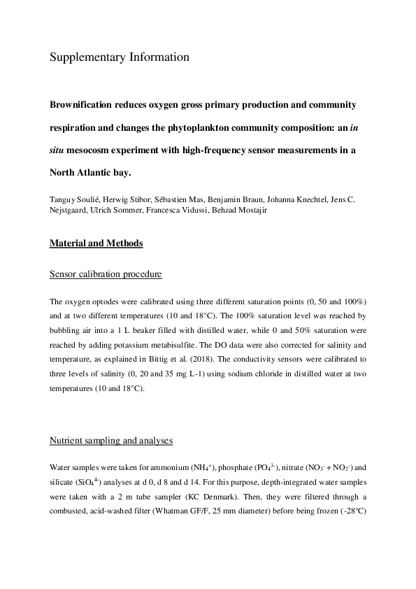 (PDF) Brownification reduces oxygen gross primary production and ...