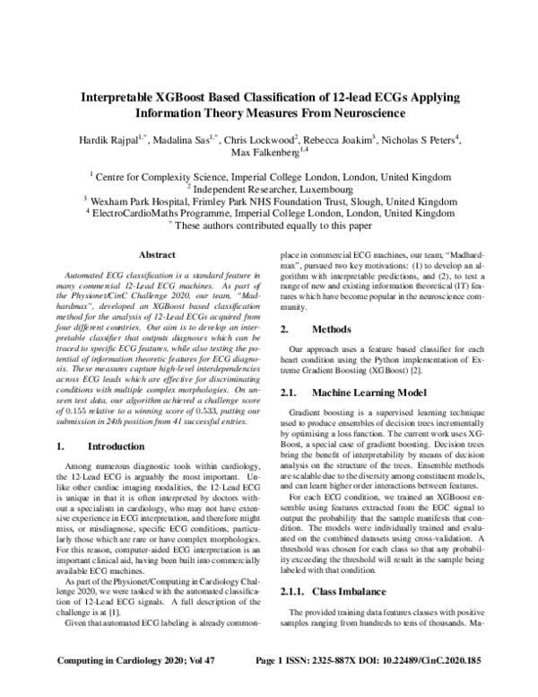 (PDF) Interpretable XGBoost Based Classification of 12-lead ECGs ...