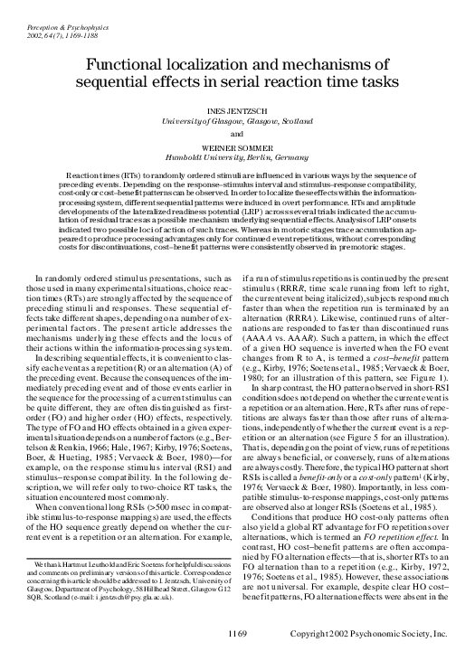 (PDF) Functional localization and mechanisms of sequential effects in ...
