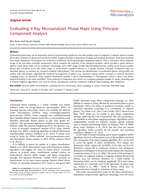 (PDF) Evaluating X-Ray Microanalysis Phase Maps Using Principal Component Analysis