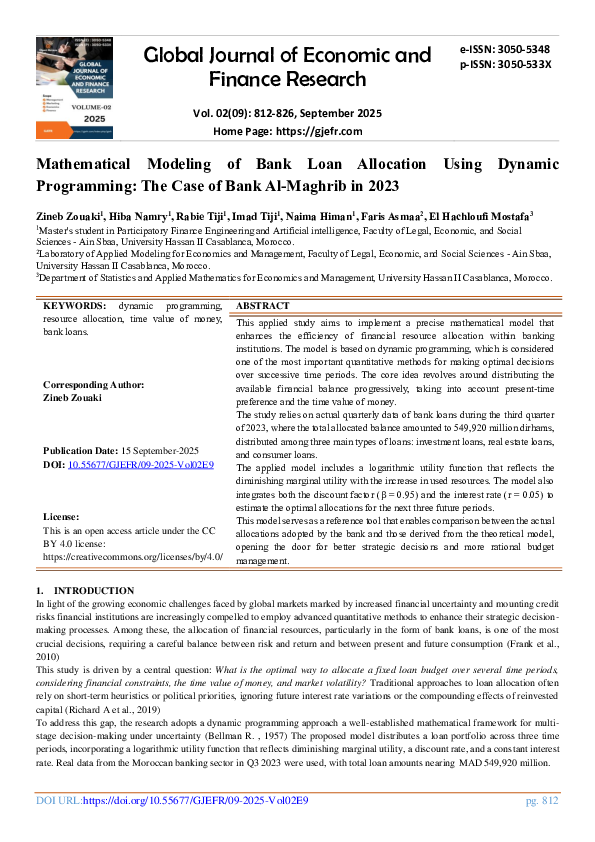 (PDF) Mathematical Modeling of Bank Loan Allocation Using Dynamic ...