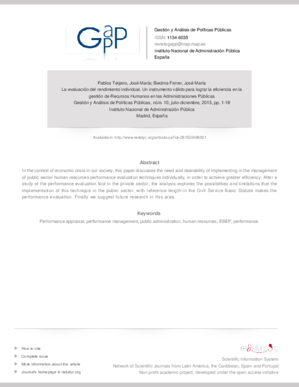 (PDF) La evaluación del rendimiento individual. Un instrumento válido ...