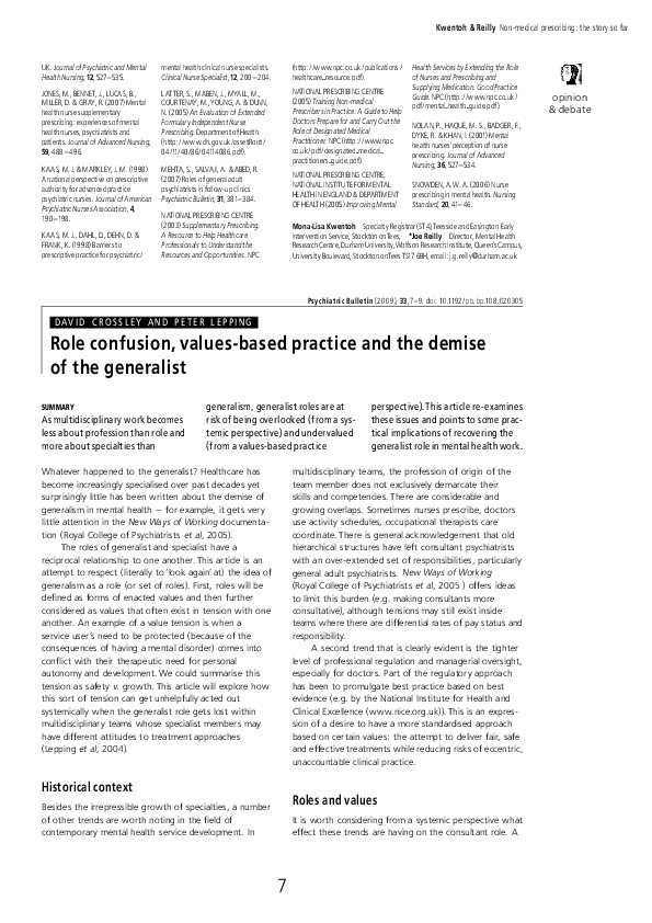 (PDF) Role confusion, values-based practice and the demise of the ...