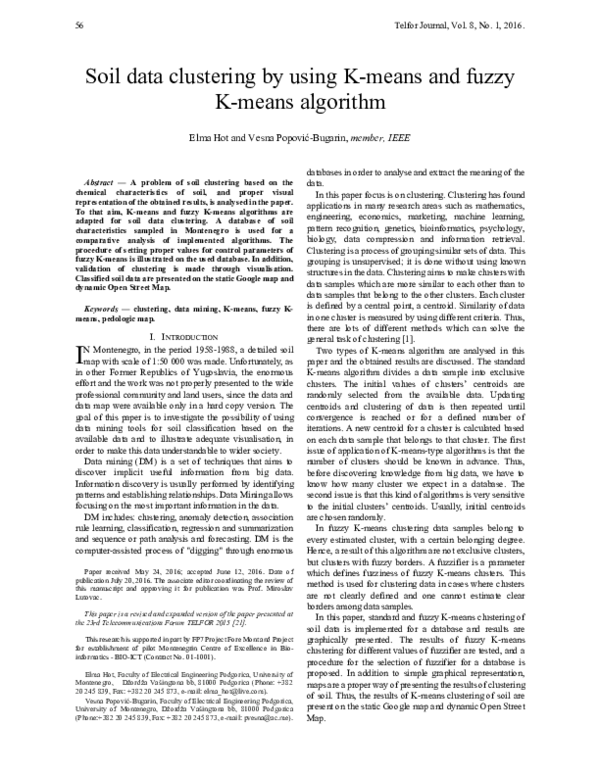 (PDF) Soil data clustering by using K-means and fuzzy K-means algorithm