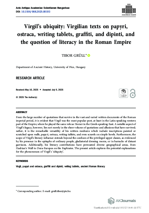 (PDF) Virgil’s ubiquity: Virgilian texts on papyri, ostraca, writing ...