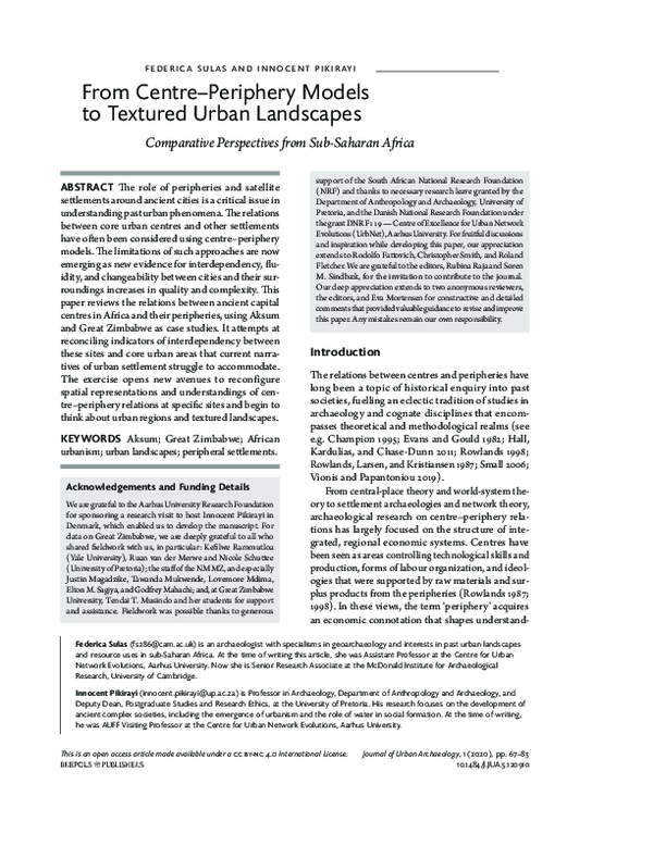 (PDF) From Centre-Periphery Models to Textured Urban Landscapes ...