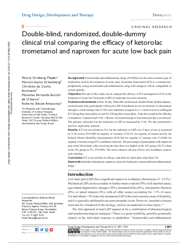 (PDF) Double-blind, randomized, double-dummy clinical trial comparing ...