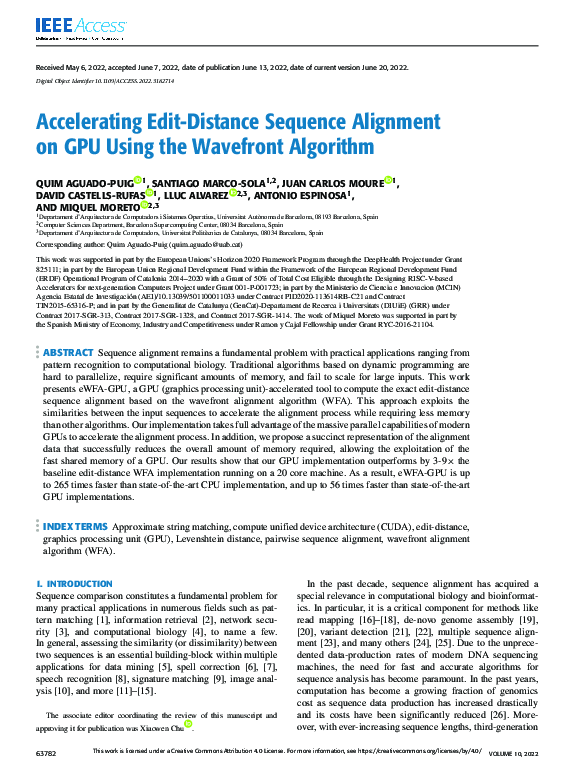 (PDF) Accelerating Edit-Distance Sequence Alignment on GPU Using the Wavefront Algorithm